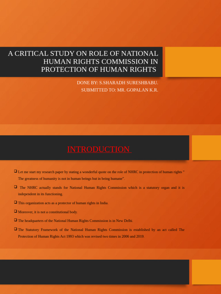 A Critical Study On Role of National Human Rights Commission in ...