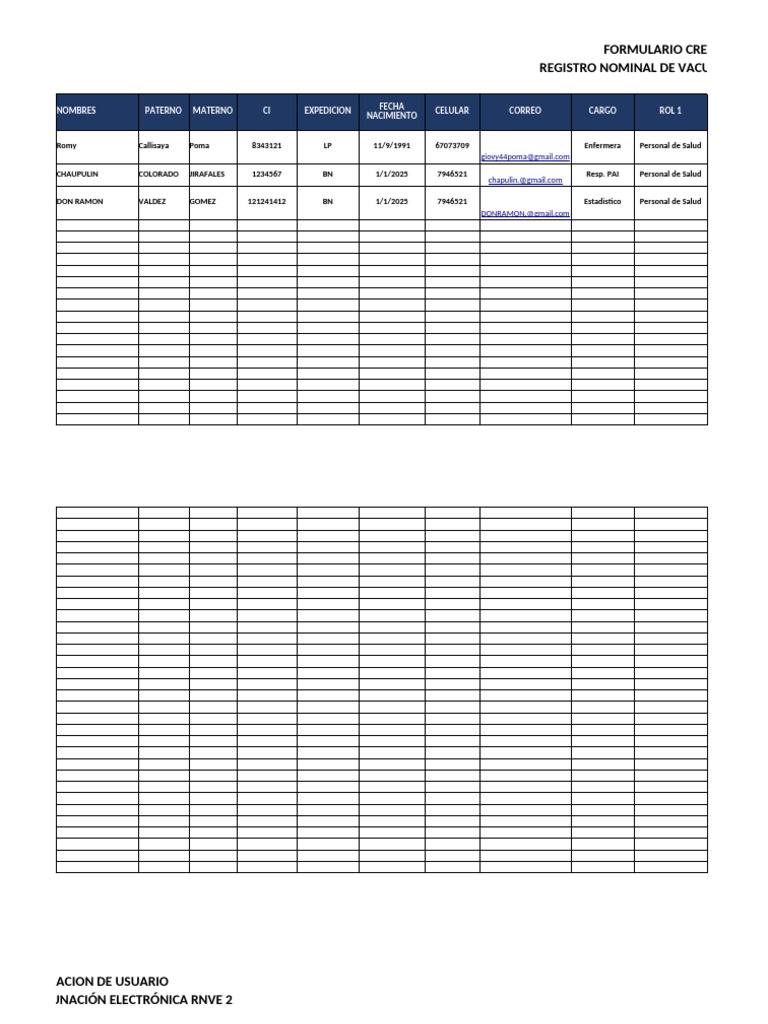 Formato Creacion Usuarios RNVE 2.0 | PDF