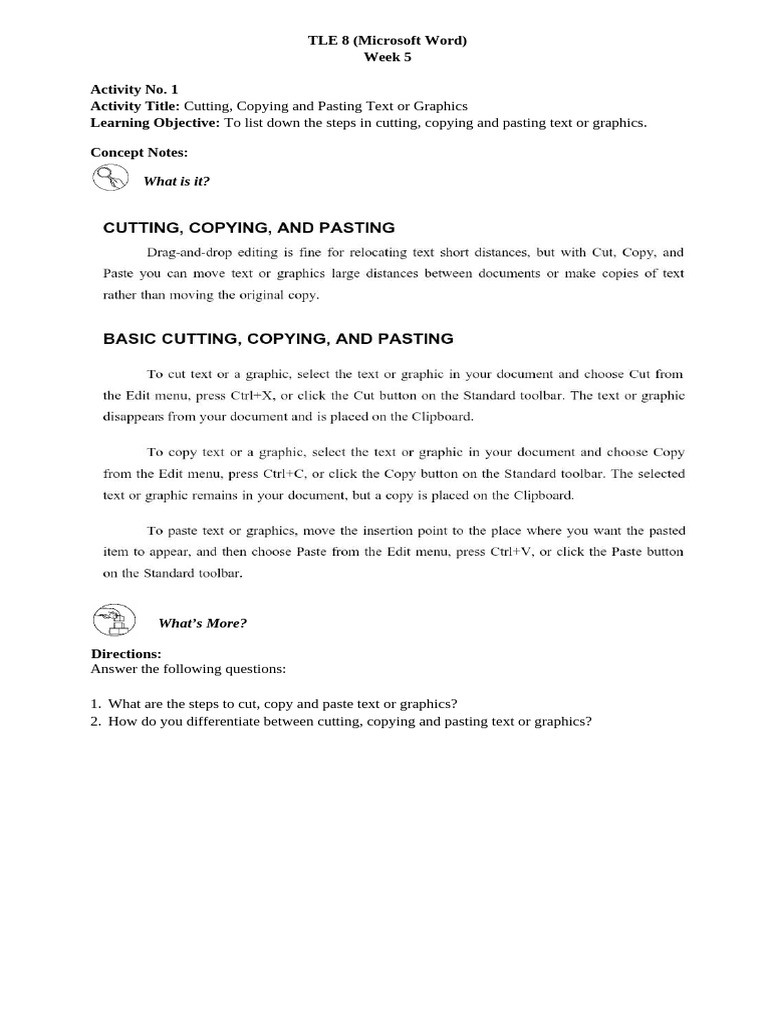 TLE 8 Microsoft Word Customized Learning Activities-1 | PDF
