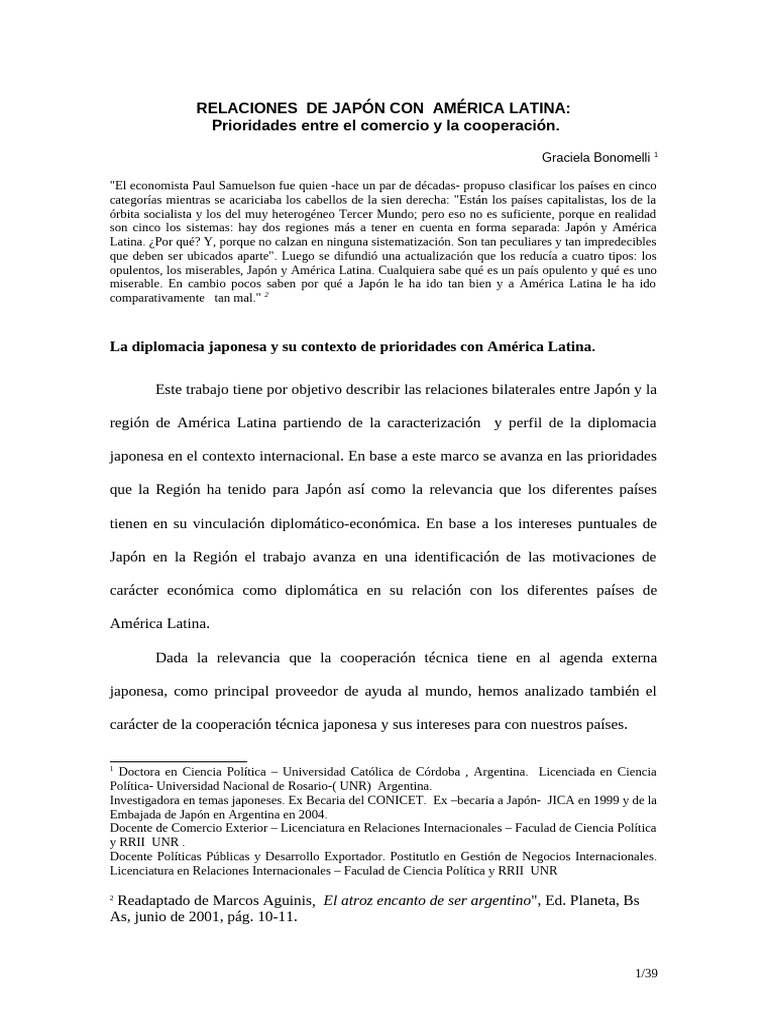 Relaciones Japón-América Latina: Comercio y Cooperación | PDF | Japón ...
