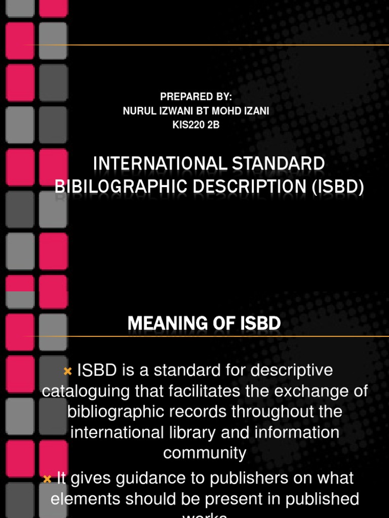 International Standard Bi Bi Lo Graphic Description (Isbd) | PDF | Bibliography | Information ...