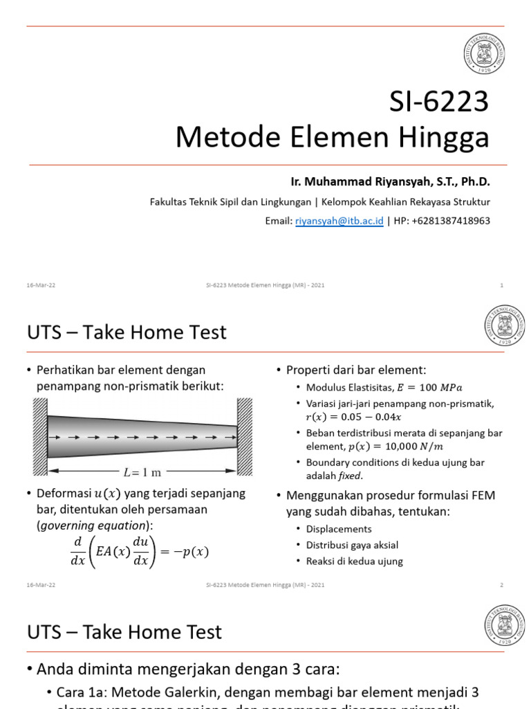 SI-6223 (2022) - 08 - Take Home Test UTS Metode Elemen Hingga | PDF