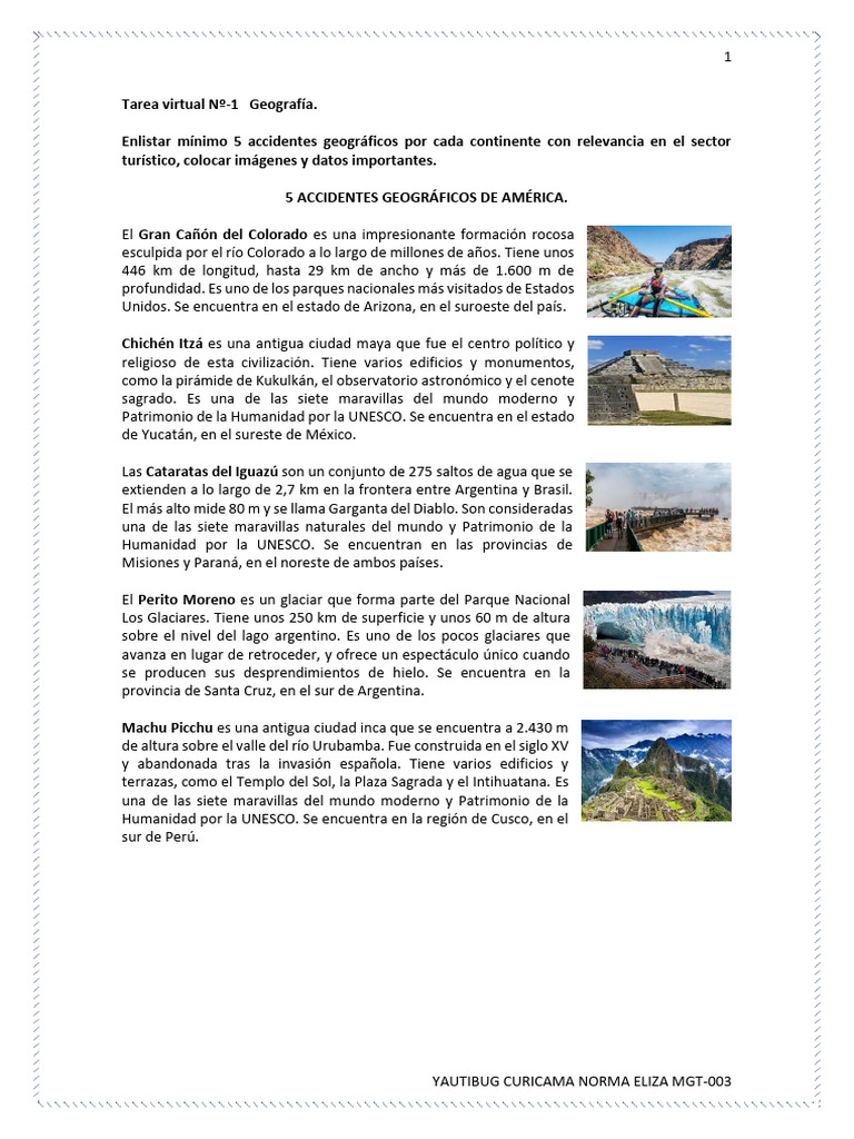 Accidentes Geográficos Turísticos Globales | PDF
