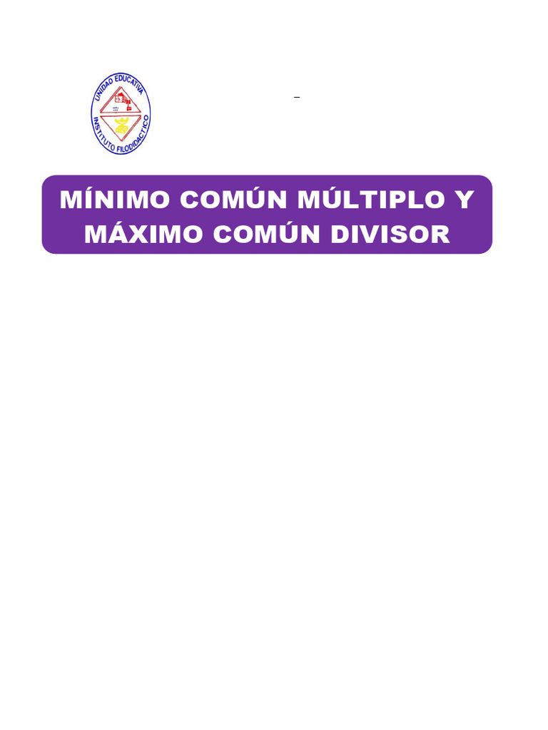 Mínimo Común Múltiplo y Máximo Común Divisor | PDF | Matemáticas ...