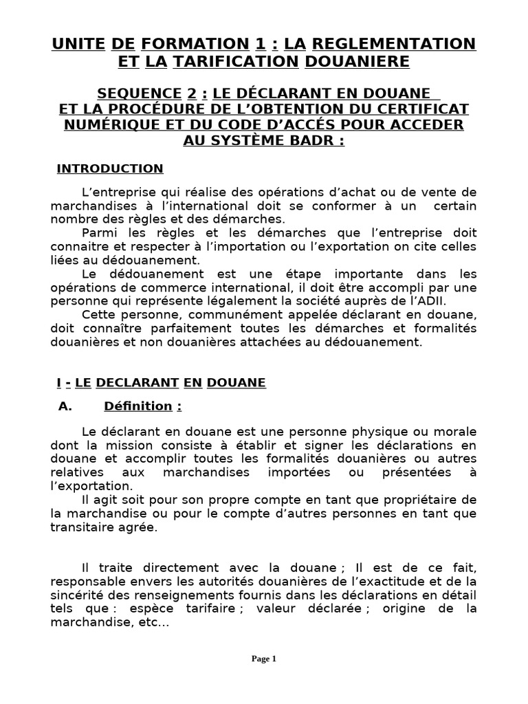 Règlementation du Déclarant en Douane | PDF | Transport | Port