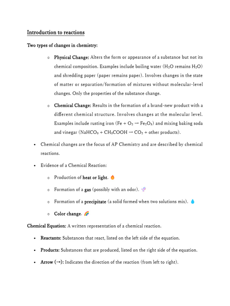 Understanding Chemical Reactions Types | PDF | Chemical Reactions ...