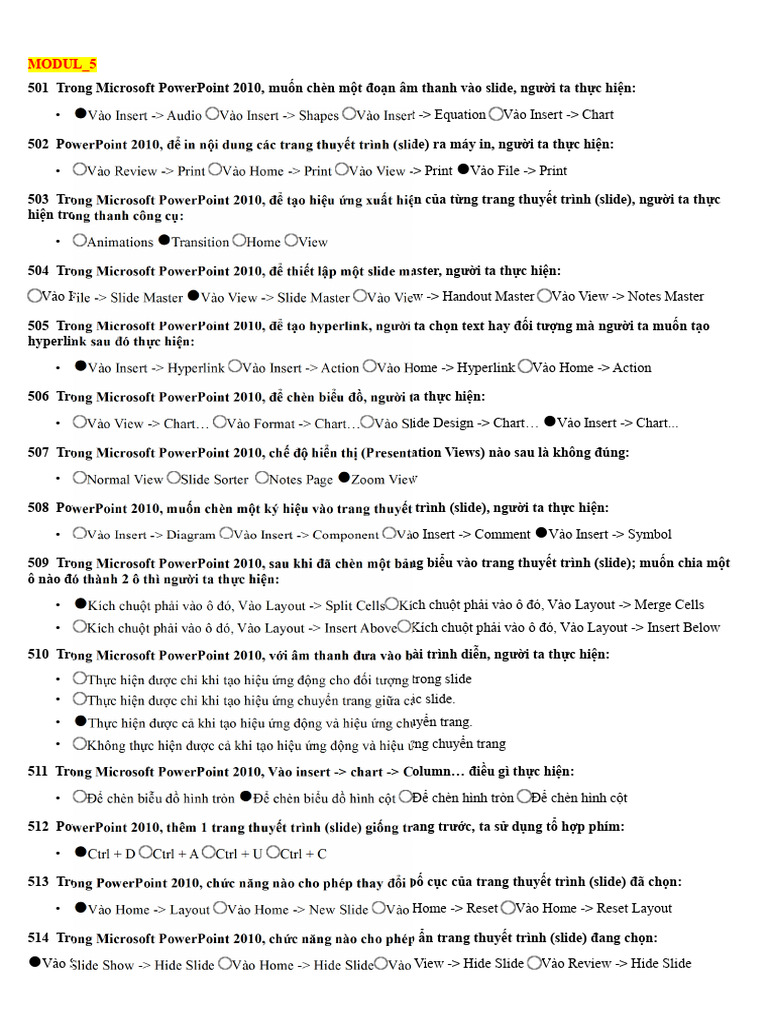 5 - Modul 5 - PPOINT Sử dụng trình chiếu cơ bản IU05 | PDF