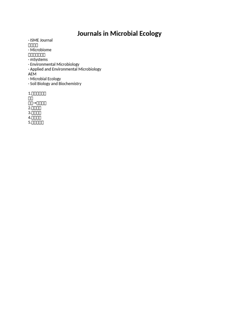 Journals in Microbial Ecology | PDF