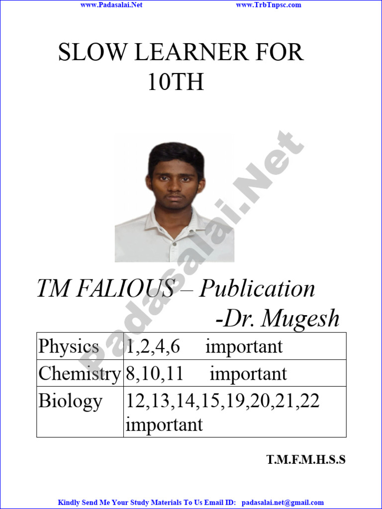 10th Science EM Slow Learners Study Materials English Medium PDF Download | PDF