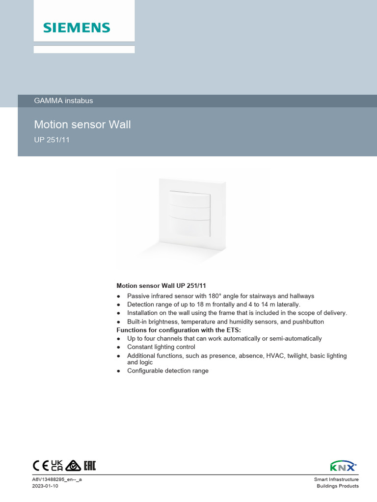 Wall Mounted Motion Sensor | PDF | Humidity | Electronics