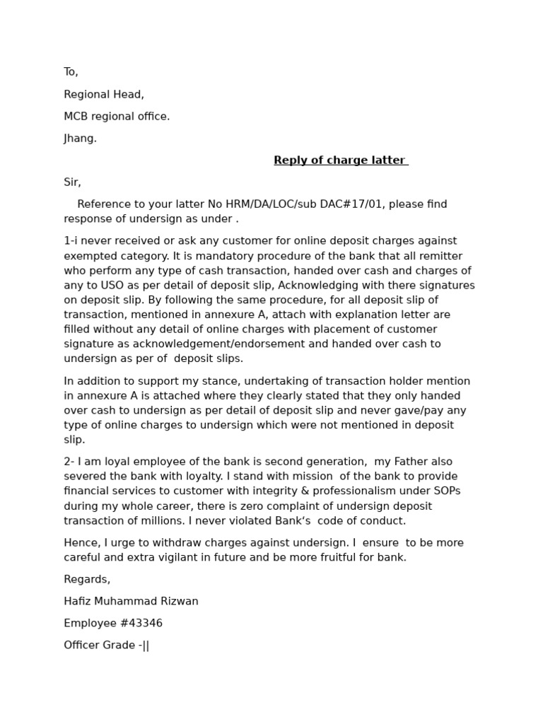 Response to Charge Letter from MCB | PDF