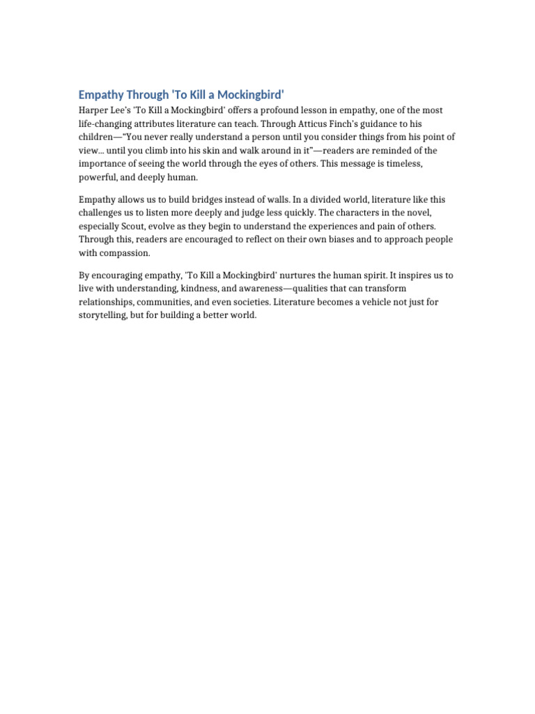 Empathy Through 'To Kill A Mockingbird' | PDF