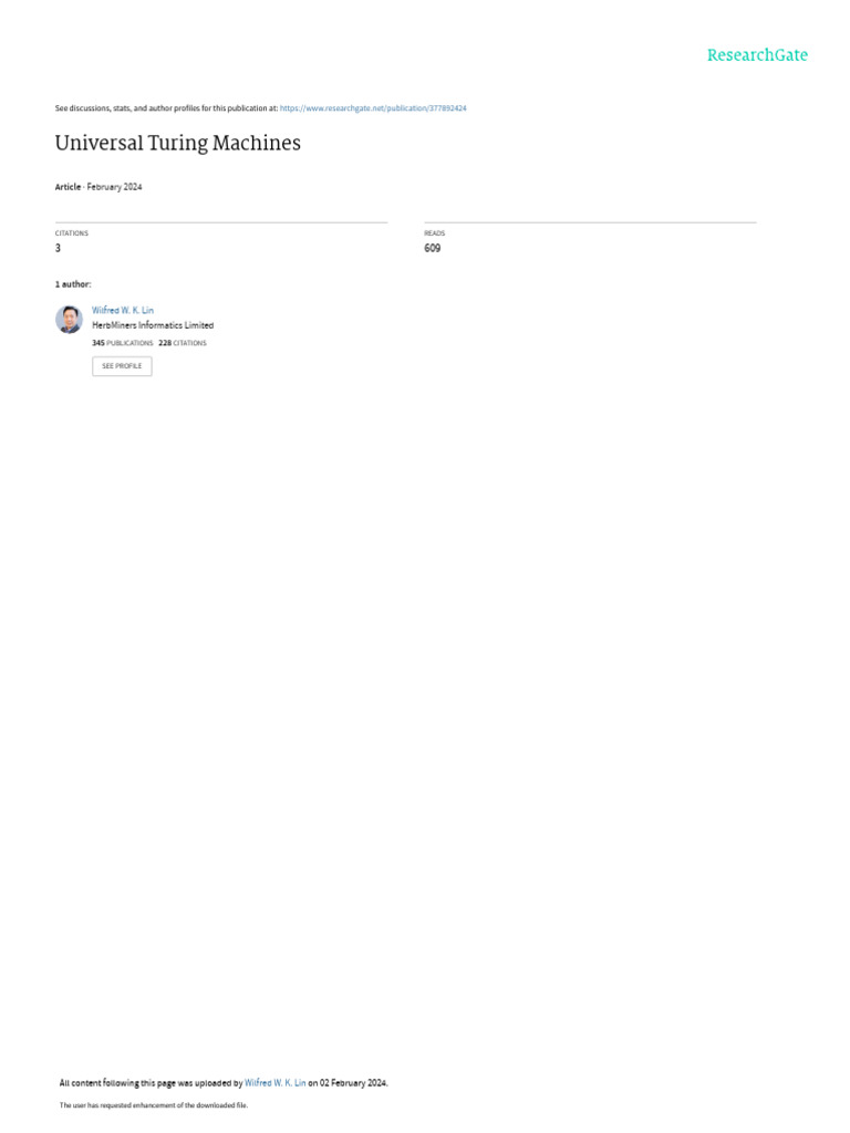 Universal Turing Machines | PDF | Computer Science | Mathematical Logic