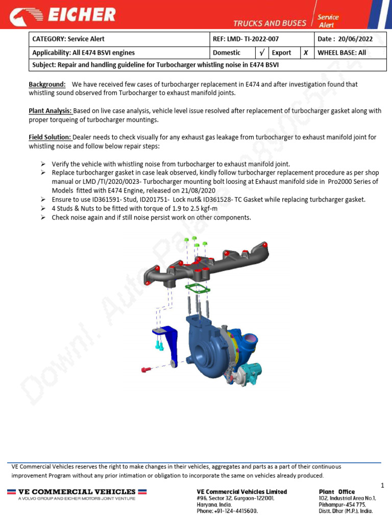 848service Alert-LMD - TI-2022-007 Guideline For Handling Turbo Whistling Noise in E474 BSV ...