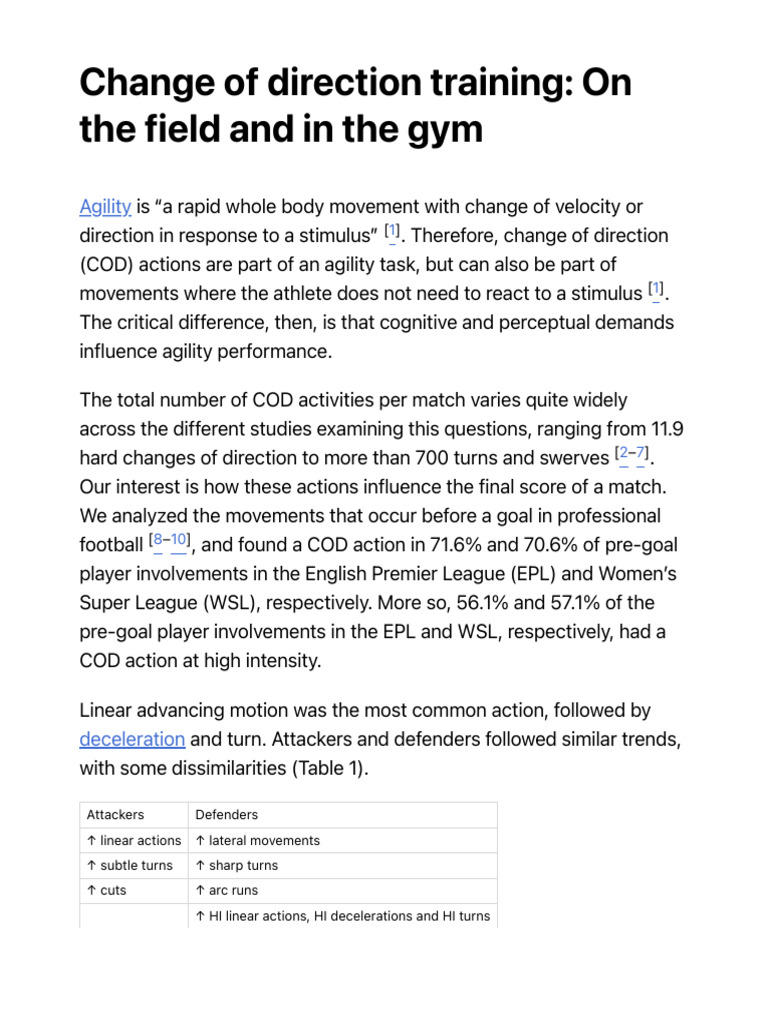 Change of Direction Training | PDF | Anatomical Terms Of Motion ...