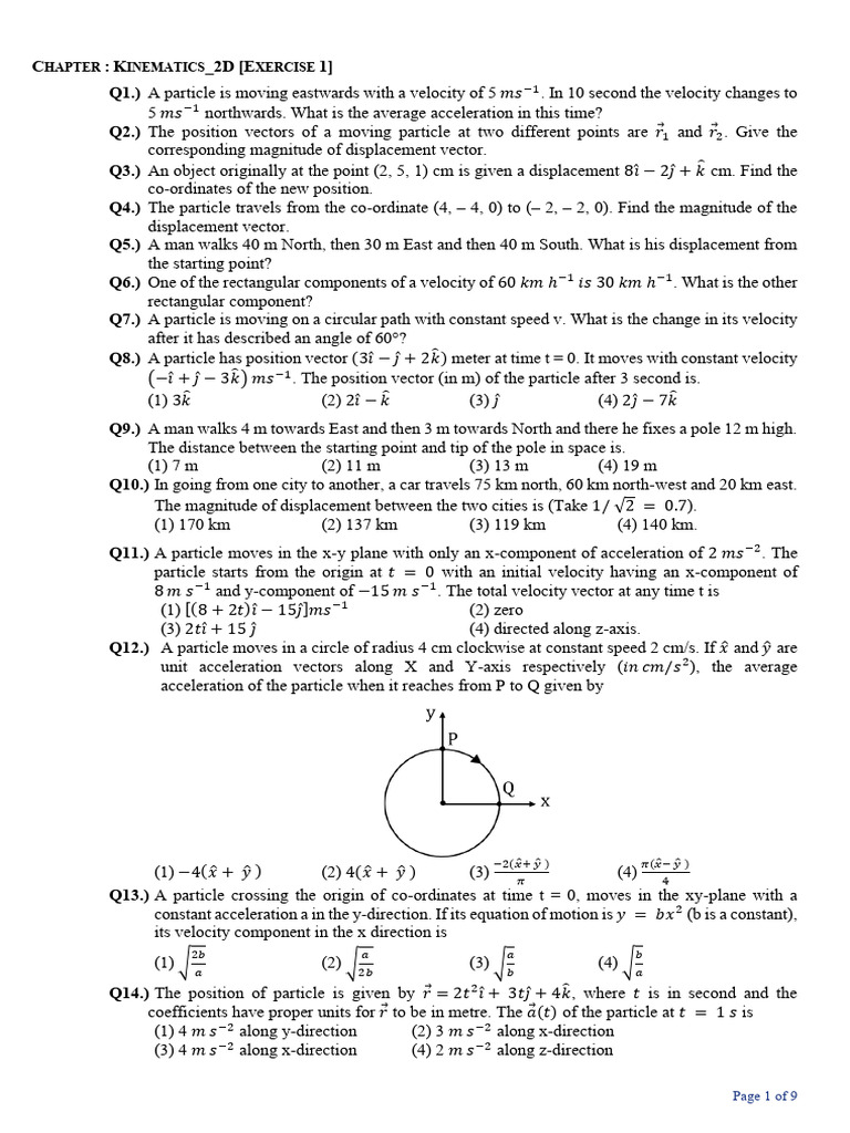 11 Worksheet - Motion in A Plane | PDF | Acceleration | Mechanics