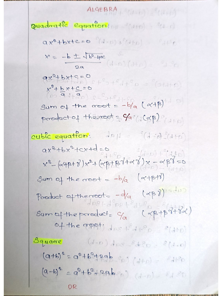 Algebra Formulas | PDF