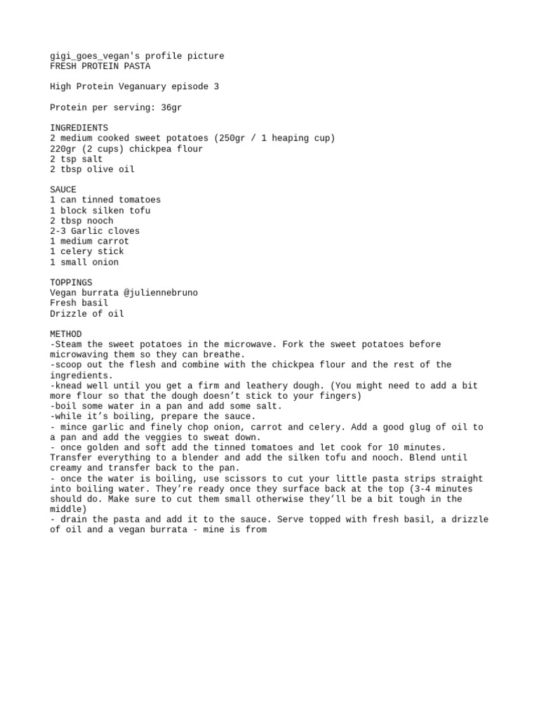 Fresh Protein Pasta | PDF