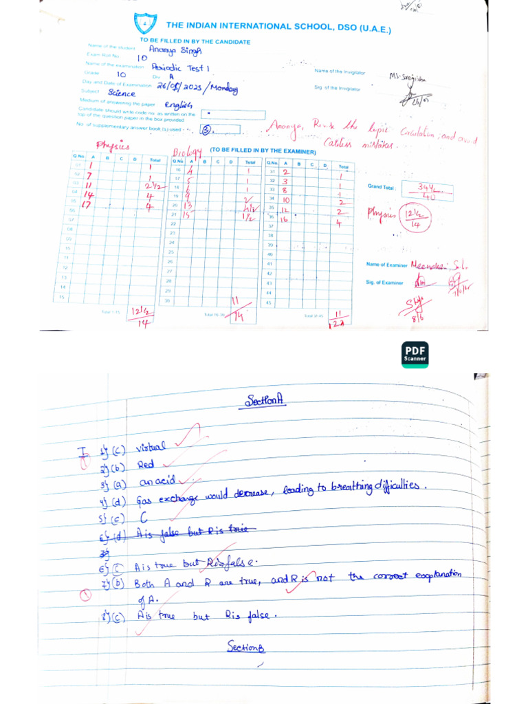 Science Answer Sheet | PDF