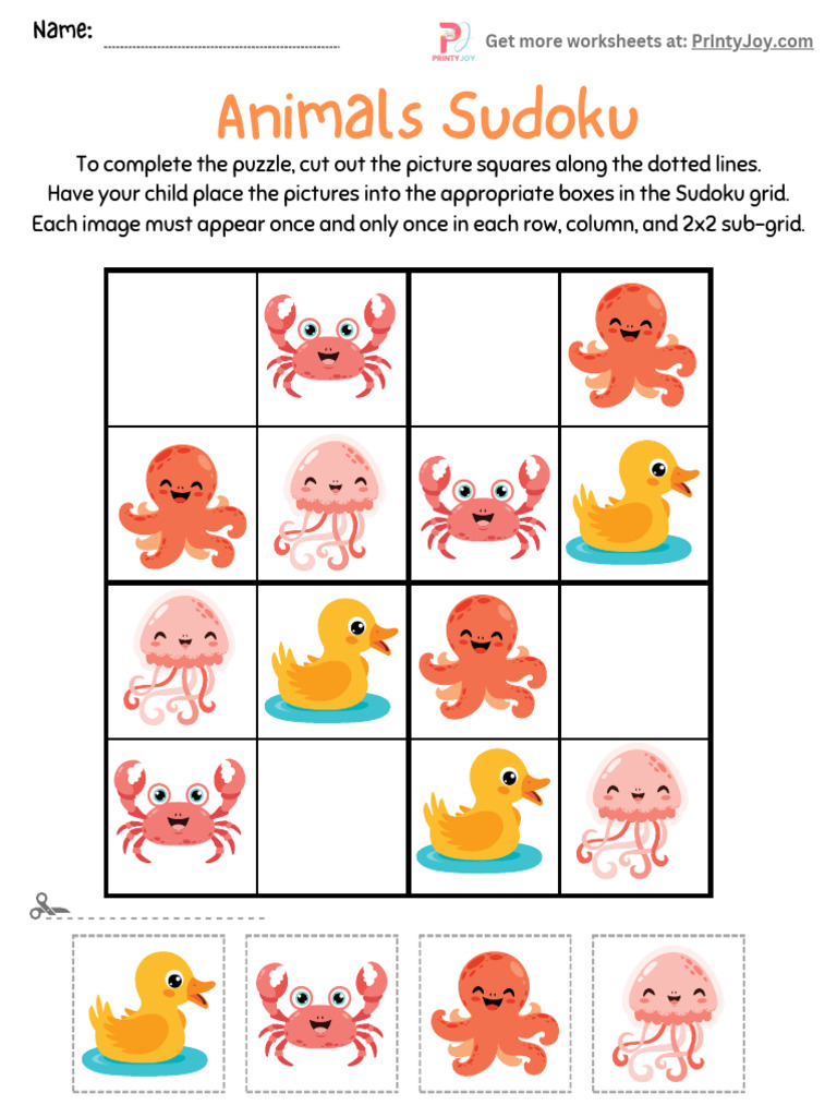 Animals Sudoku Worksheet | PDF