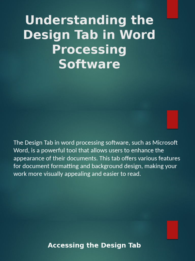 Understanding The Design Tab in Word Processing Software | PDF | System ...
