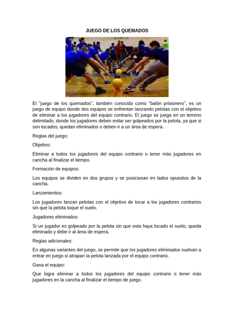 Reglas del Juego de Quemados | PDF