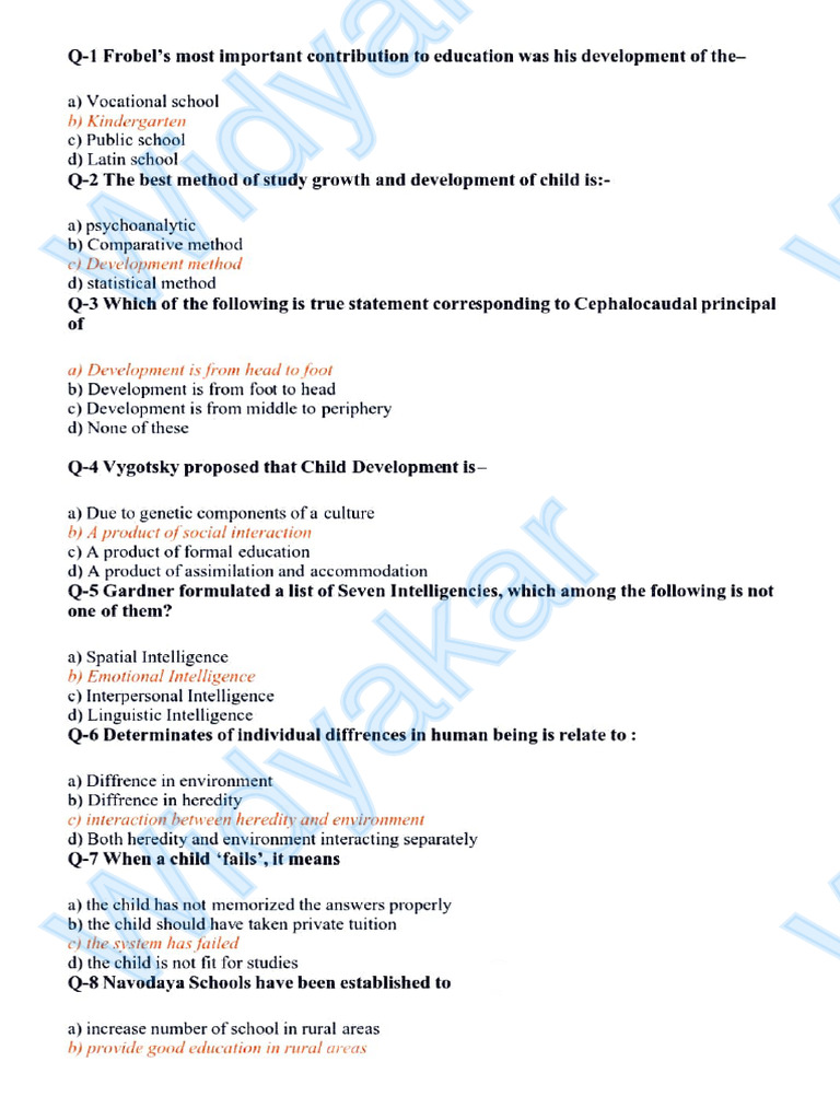 Pedagogy and Evolution MCQs | PDF | Developmental Psychology | Liberal Arts Education