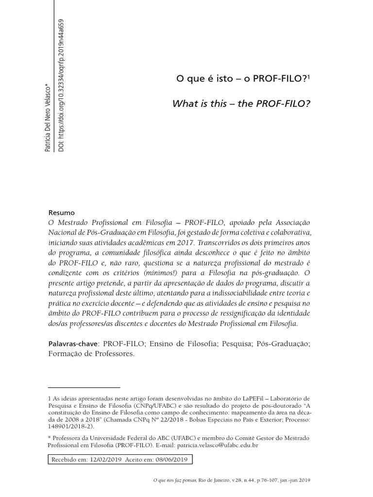 PROF-FILO: Formação em Filosofia | PDF | Pedagogia | Mestrado