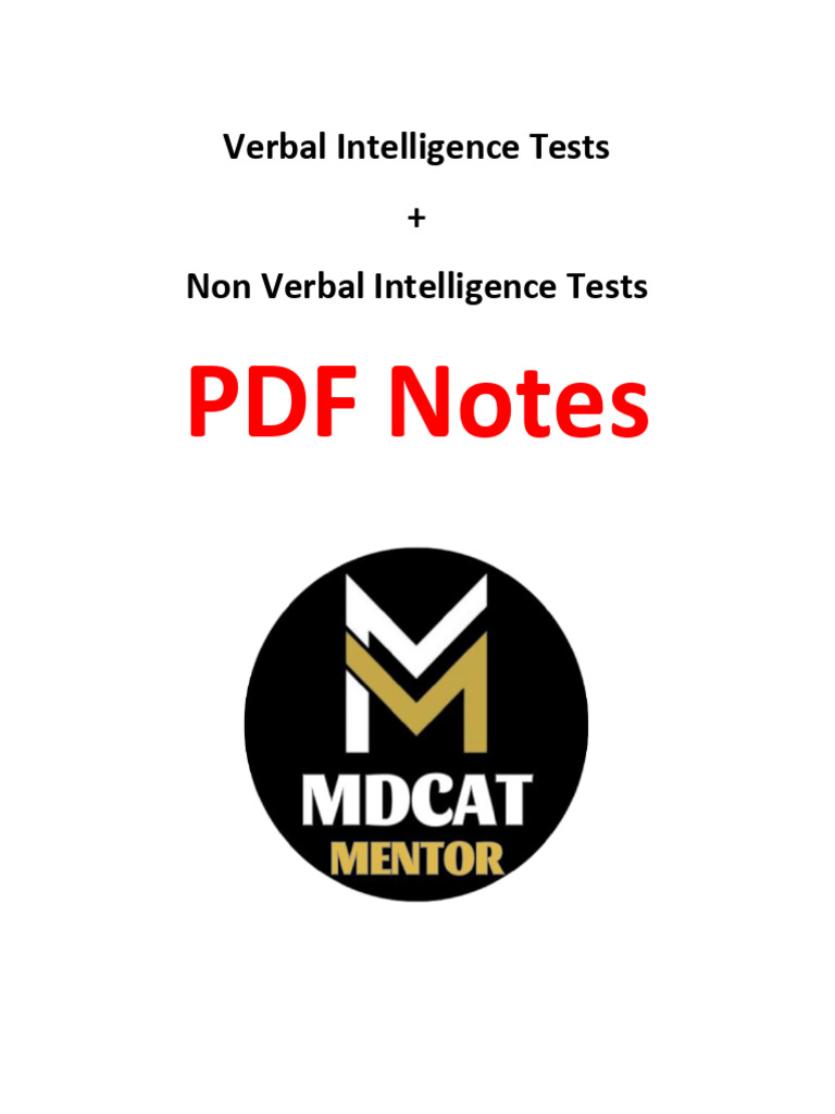Verbal Non Verbal Intelligence Tests Complete Notes | PDF