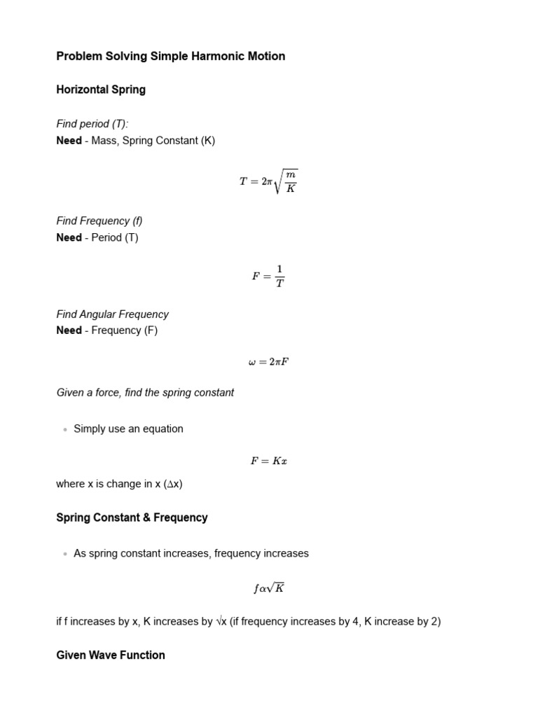 Problem Solving Simple Harmonic Motion | PDF | Mechanics | Physical Phenomena