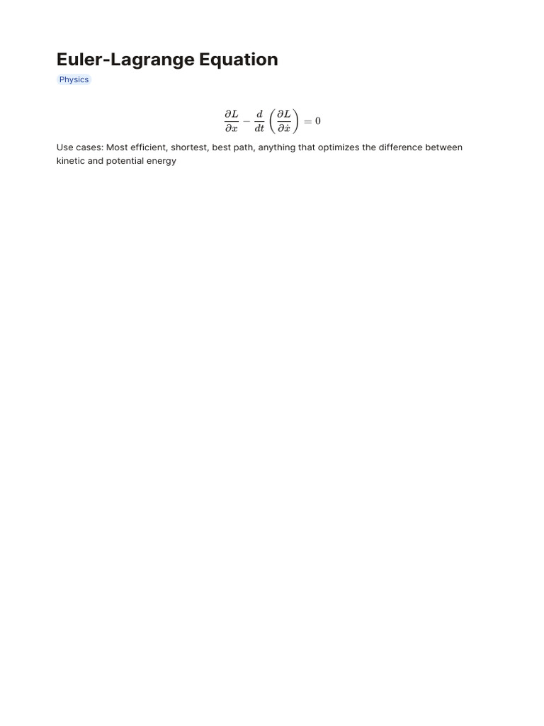Euler Lagrange Equation | PDF