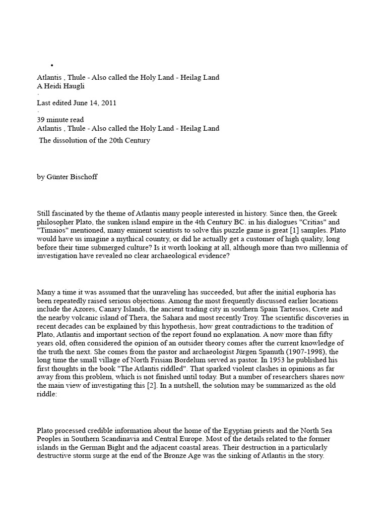 The Northern Atlantis Gunter Bischoff | PDF | Atlantis | Ancient Egypt