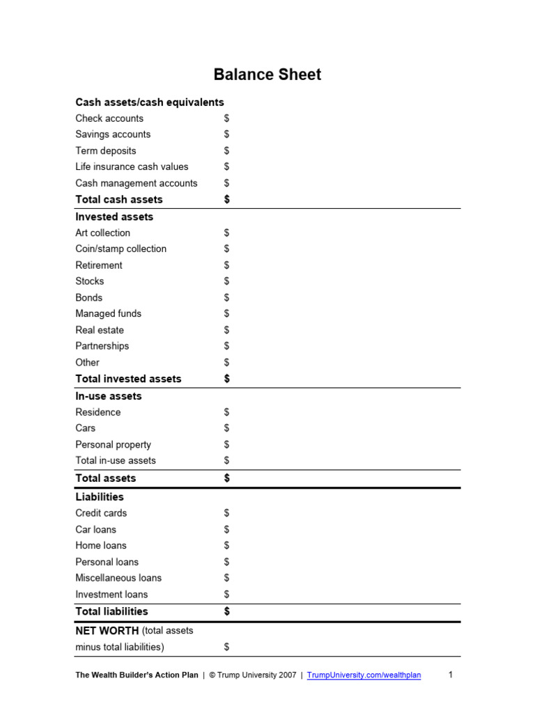 2-2-5 Net Worth Balance Sheet | PDF
