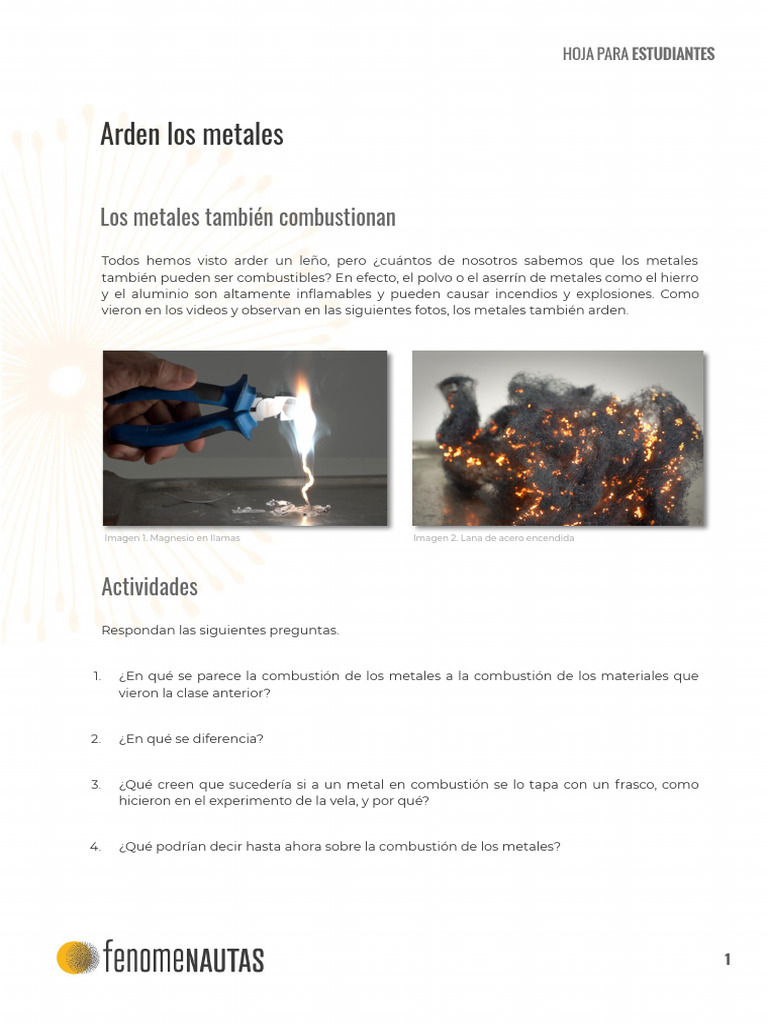 Combustión de Metales y Teoría del Flogisto | PDF | Oxígeno | Química