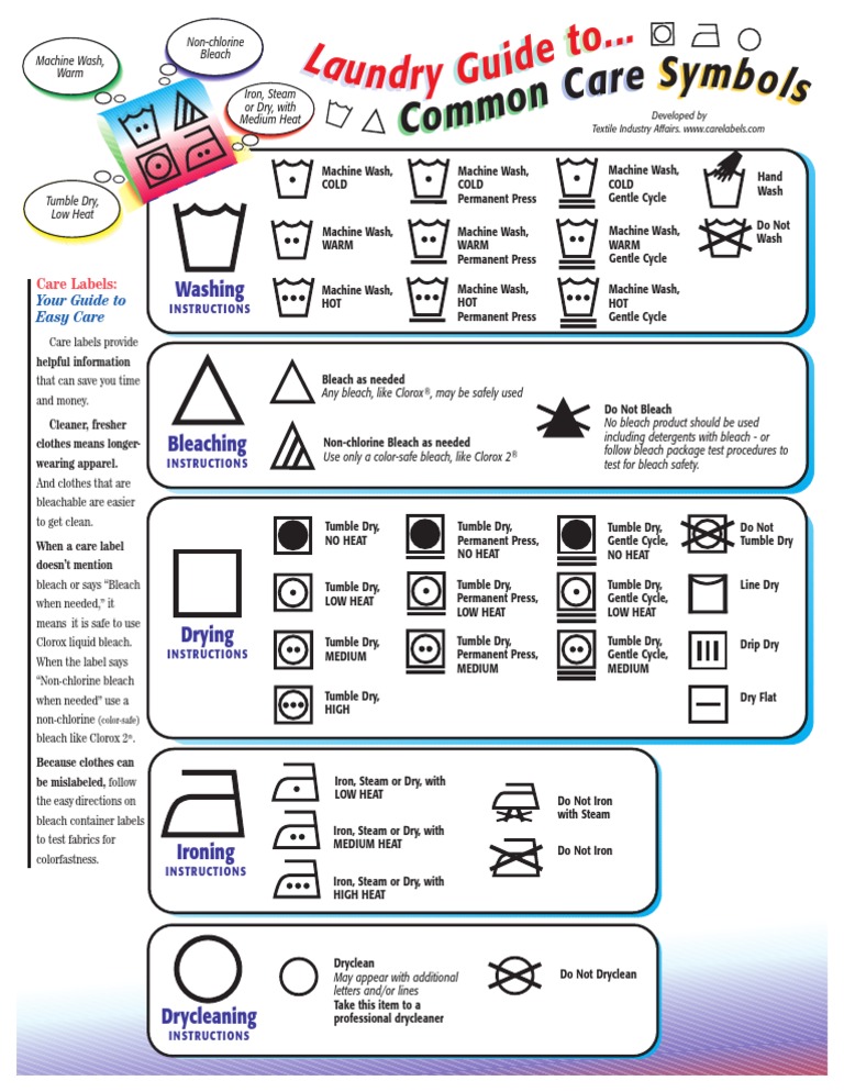 Laundry Guide To Common Care Symbols | PDF | Home | Cleaning