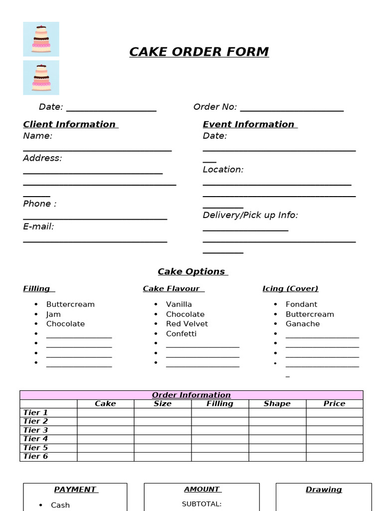 Cake Order Form | PDF