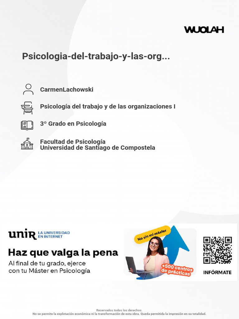 Wuolah Free Psicologia Del Trabajo y Las Organizaciones Completos | PDF | Sicología | Psicología ...