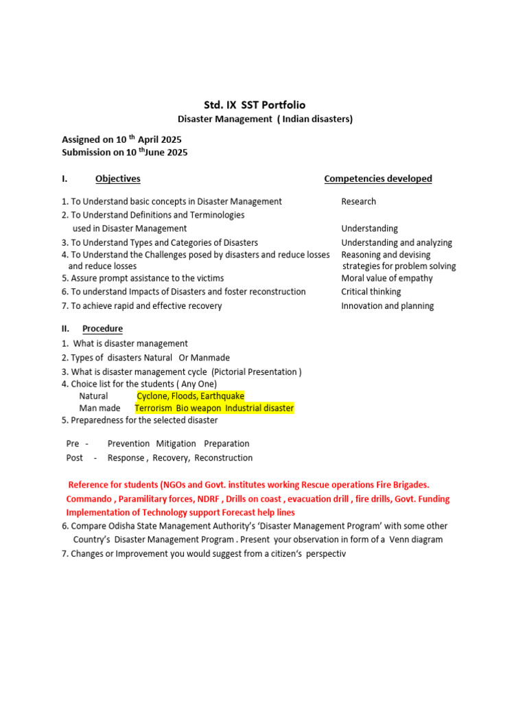 SST Portfolio GCR Grade IX-2025 | PDF | Emergency Management | Tropics