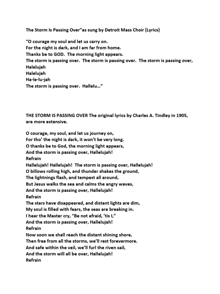 Detroit Mass Choir: Storm Lyrics | PDF