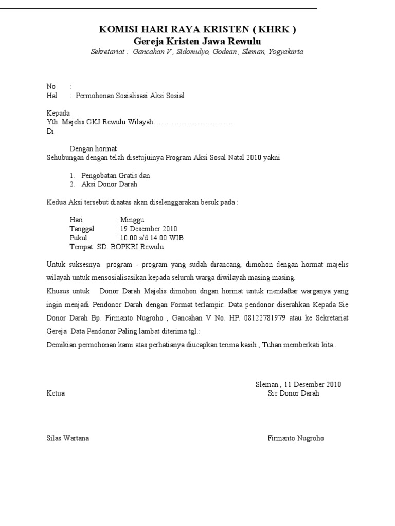 Contoh Surat Undangan Donor Darah Contoh Surat Gambar