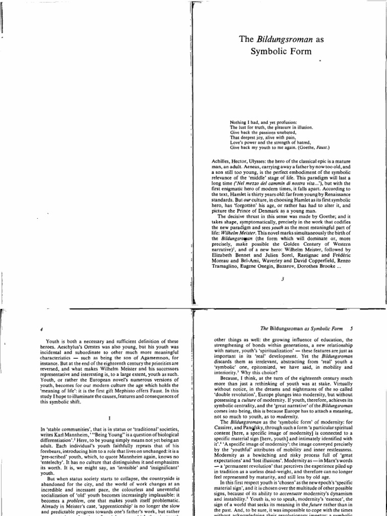 Moretti - The Bildungsroman As A Symbolic Form | PDF