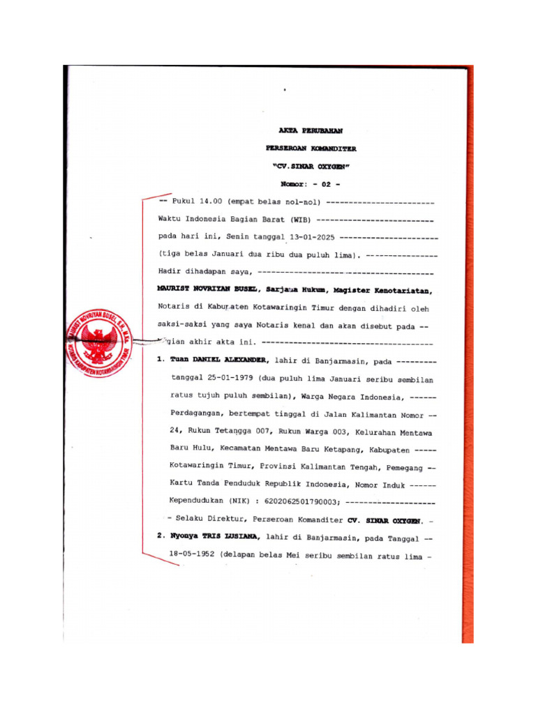 Perubahan Akta CV | PDF