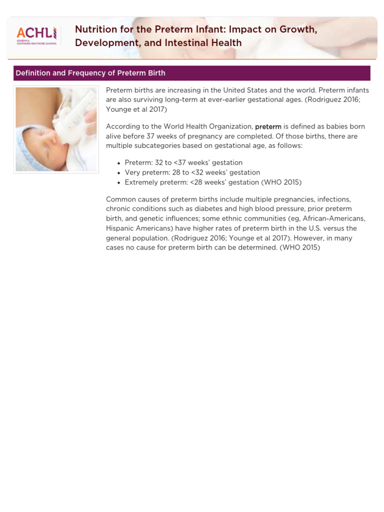 Nutrition Strategies for Preterm Infants | PDF | Preterm Birth | Infant ...