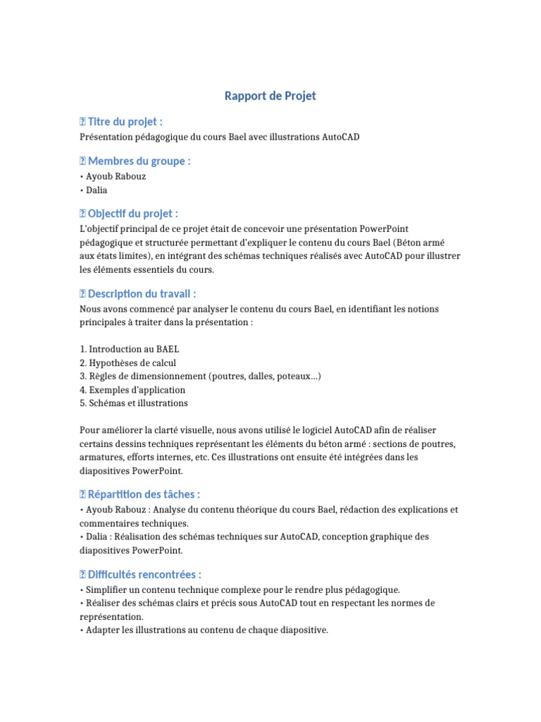 Présentation pédagogique du cours Bael | PDF