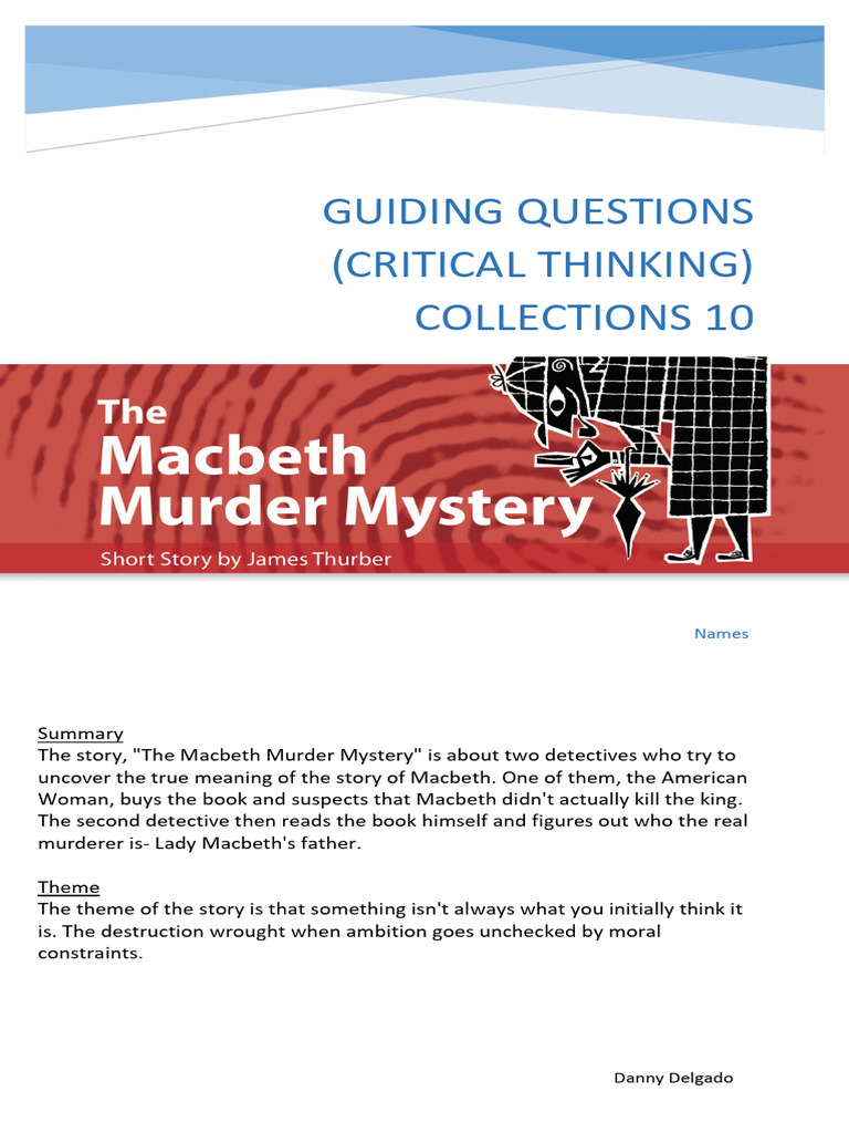 Macbeth Murder Mystery Analysis | PDF | Macbeth