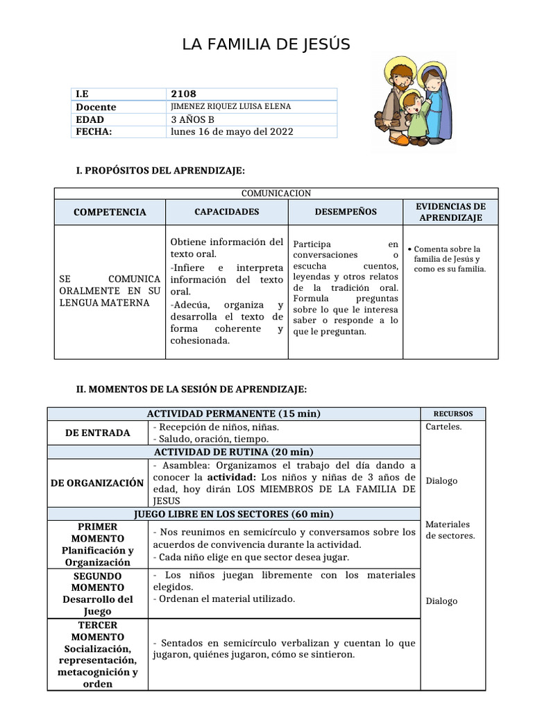 La Familia de Jesús: Actividades Didácticas | PDF | Jesús | Aprendizaje