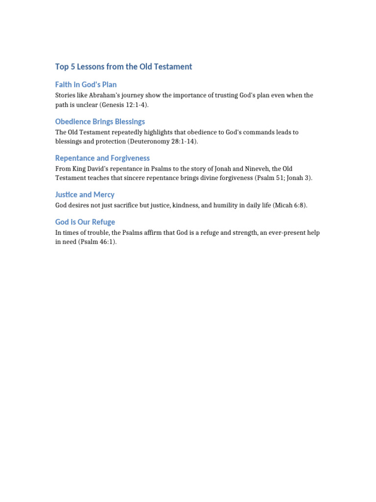 Top 5 Lessons Old Testament | PDF