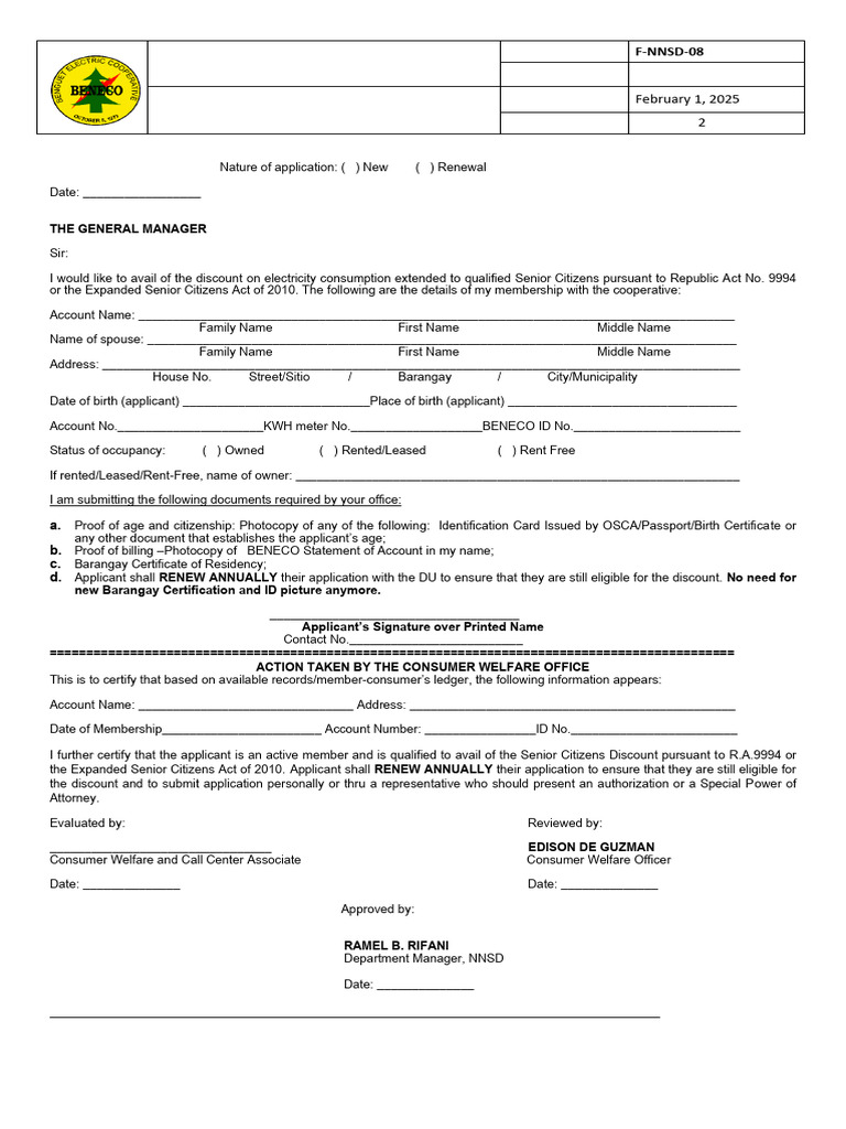 Senior Citizen Discount Application Form | PDF | Identity Document ...