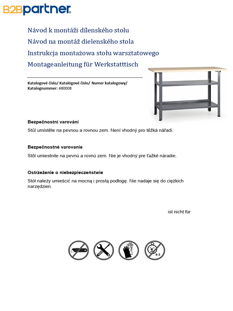 Navod Jako Montaz Stolu Do Domacnosti | PDF