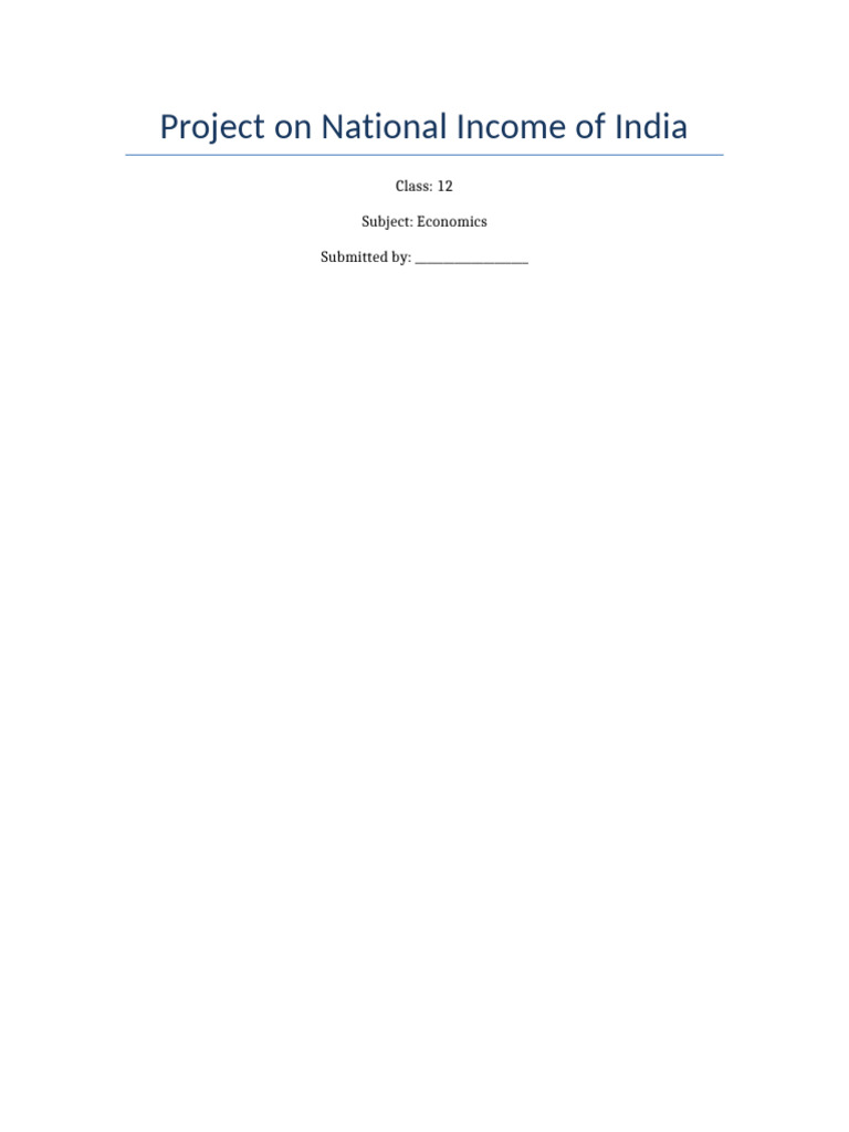 National Income Project Class 12 | PDF | Measures Of National Income ...